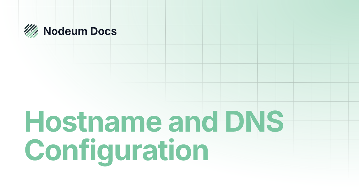 Hostname and DNS Configuration | Nodeum Docs