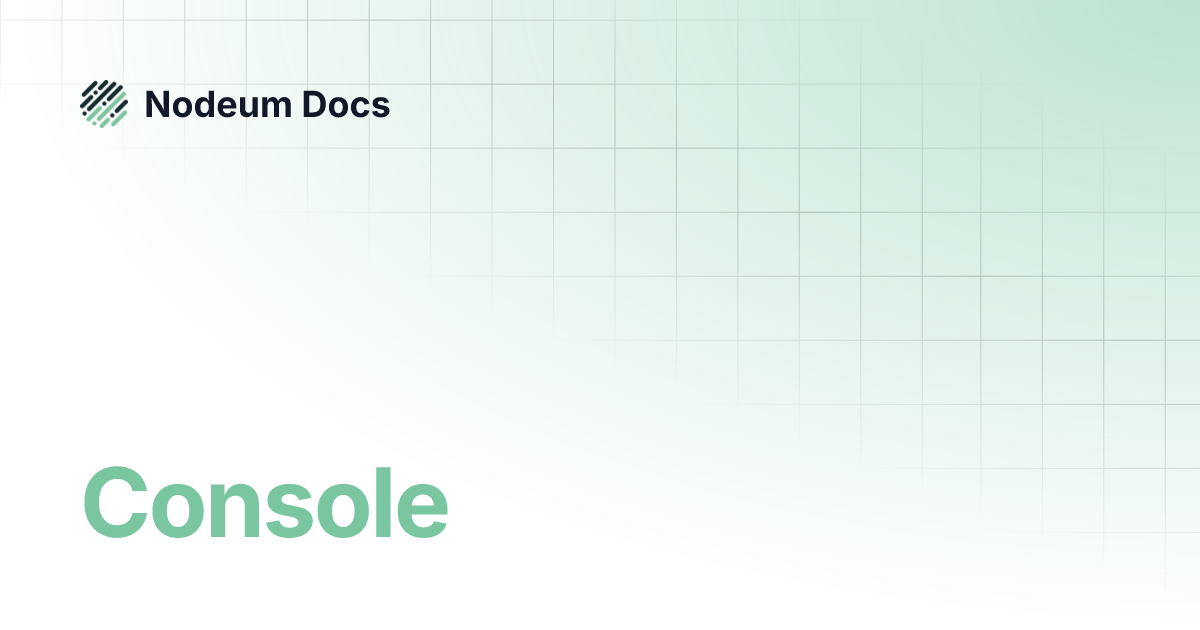 Console | Nodeum Docs