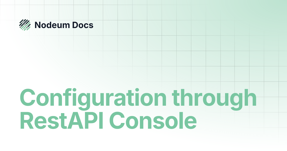 Configuration through RestAPI Console | Nodeum Docs
